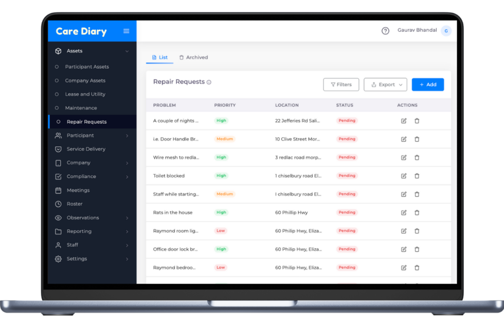 Solutions - Care Diary